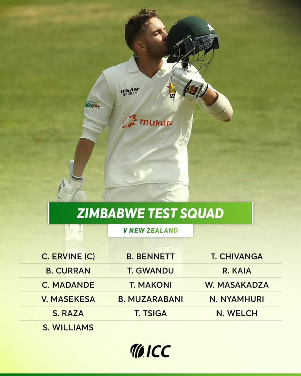 Zimbabwe Name Test Squad for New Zealand Series as Curran and Raza ...
